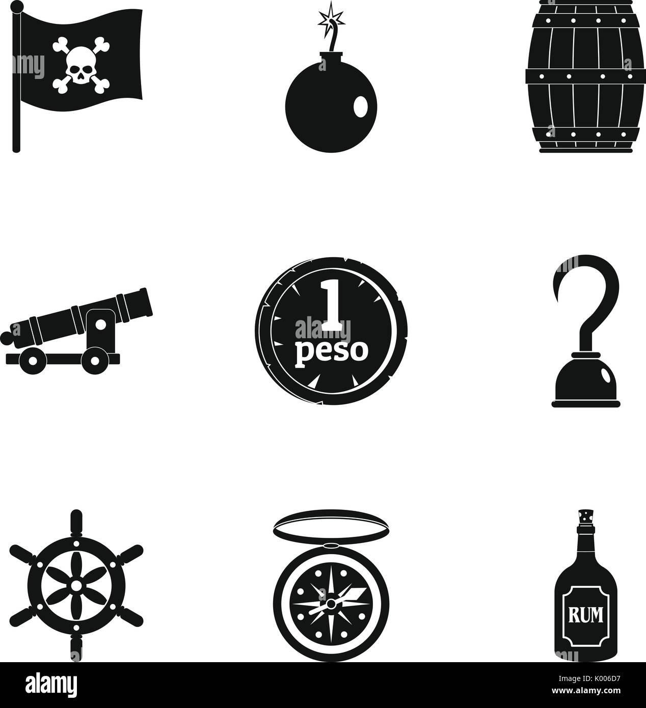 Pirates icon set, simple style Stock Vector Image & Art - Alamy