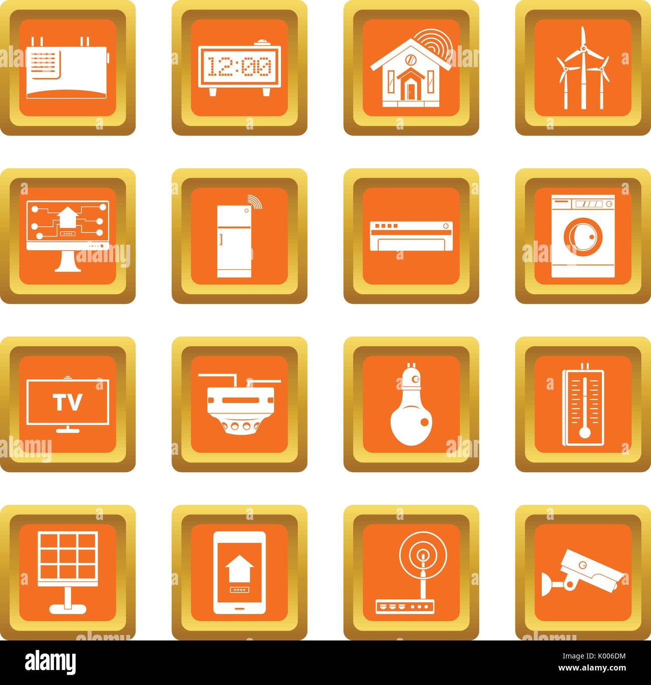 Smart home house icons set orange Stock Vector Image & Art - Alamy