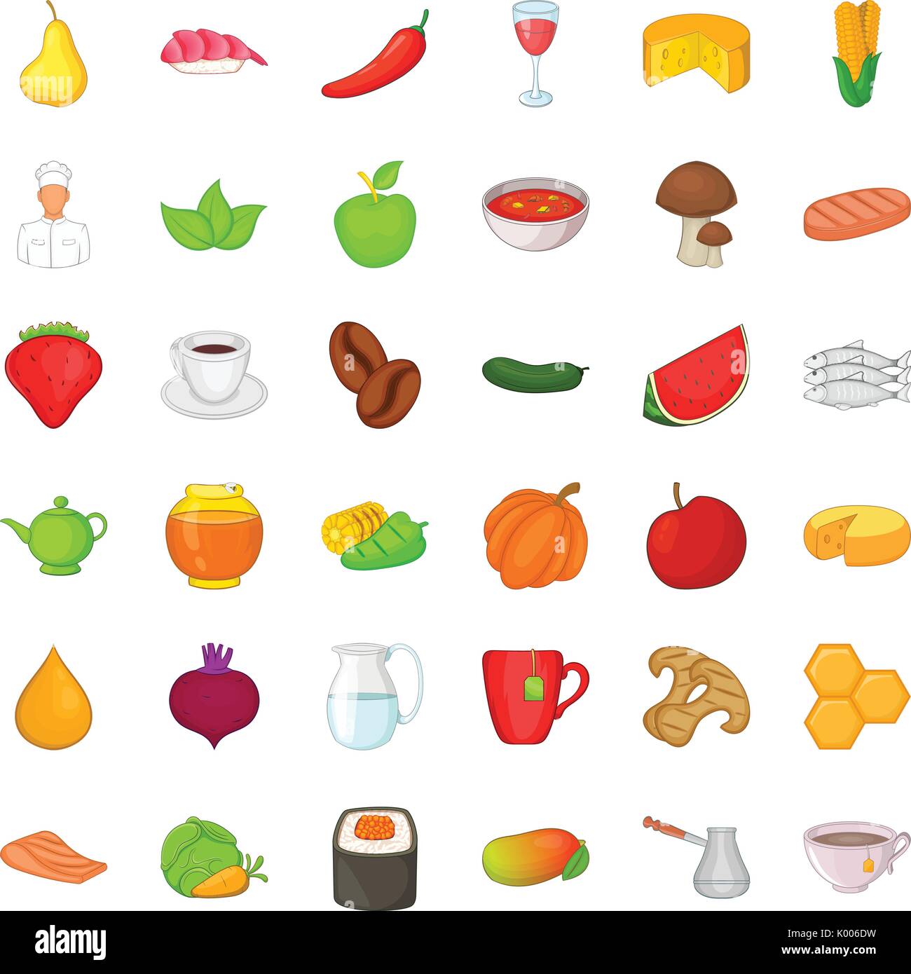 Dietary food icons set, cartoon style Stock Vector Image & Art - Alamy