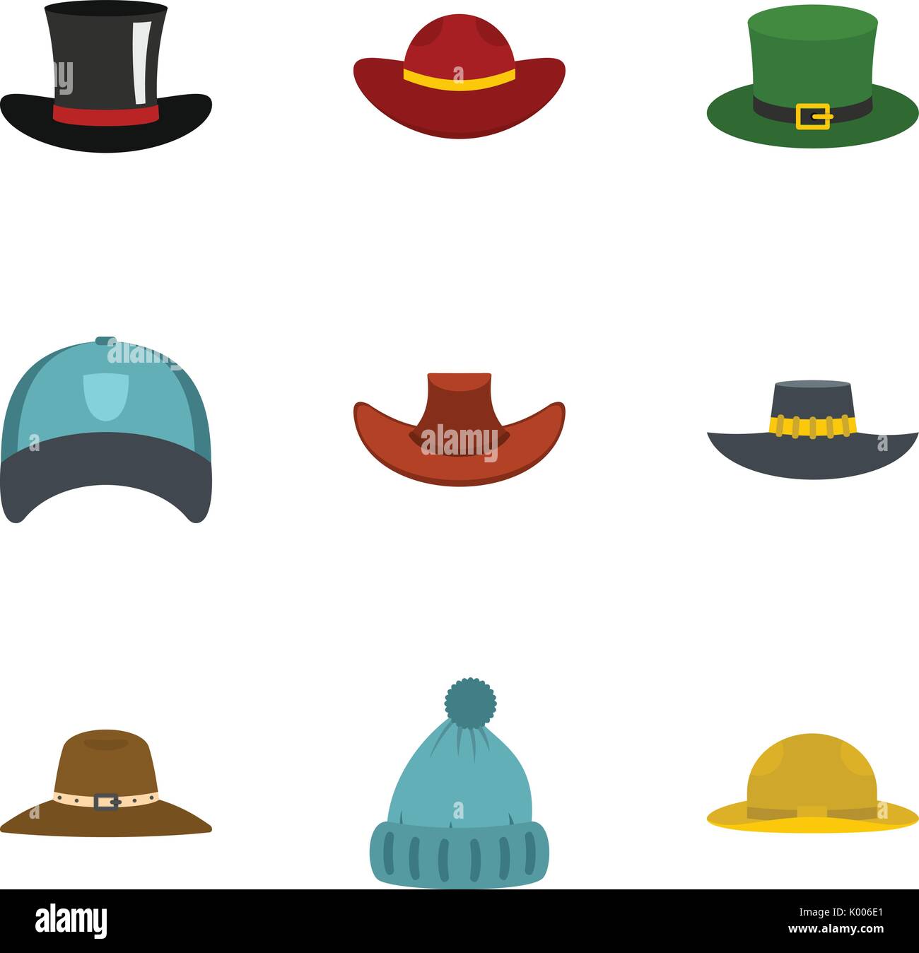 Hat icon set, flat style Stock Vector Image & Art - Alamy