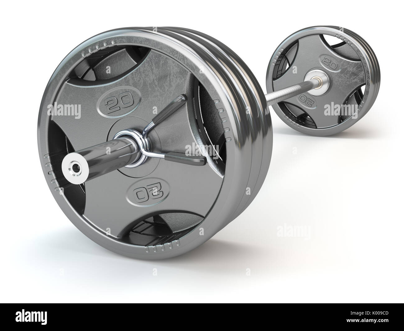 Barbell isolated on white background. 3d illustration Stock Photo - Alamy