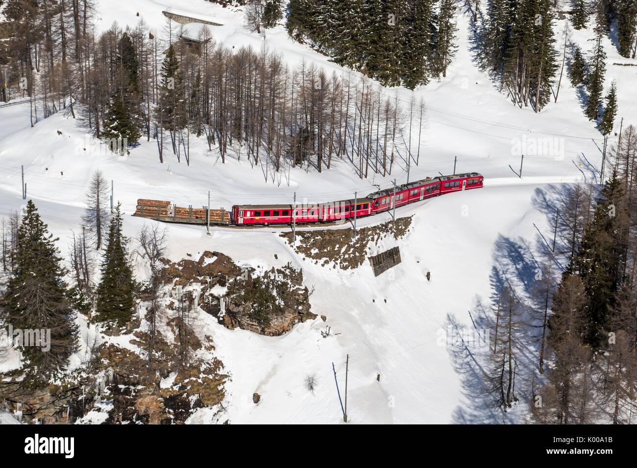 The bernina express in the poschiavo valley hi-res stock photography ...