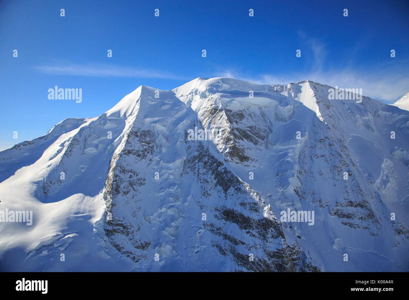 Aerial view of the north side of Piz Palù. Engadine, Canton of Grisons ...