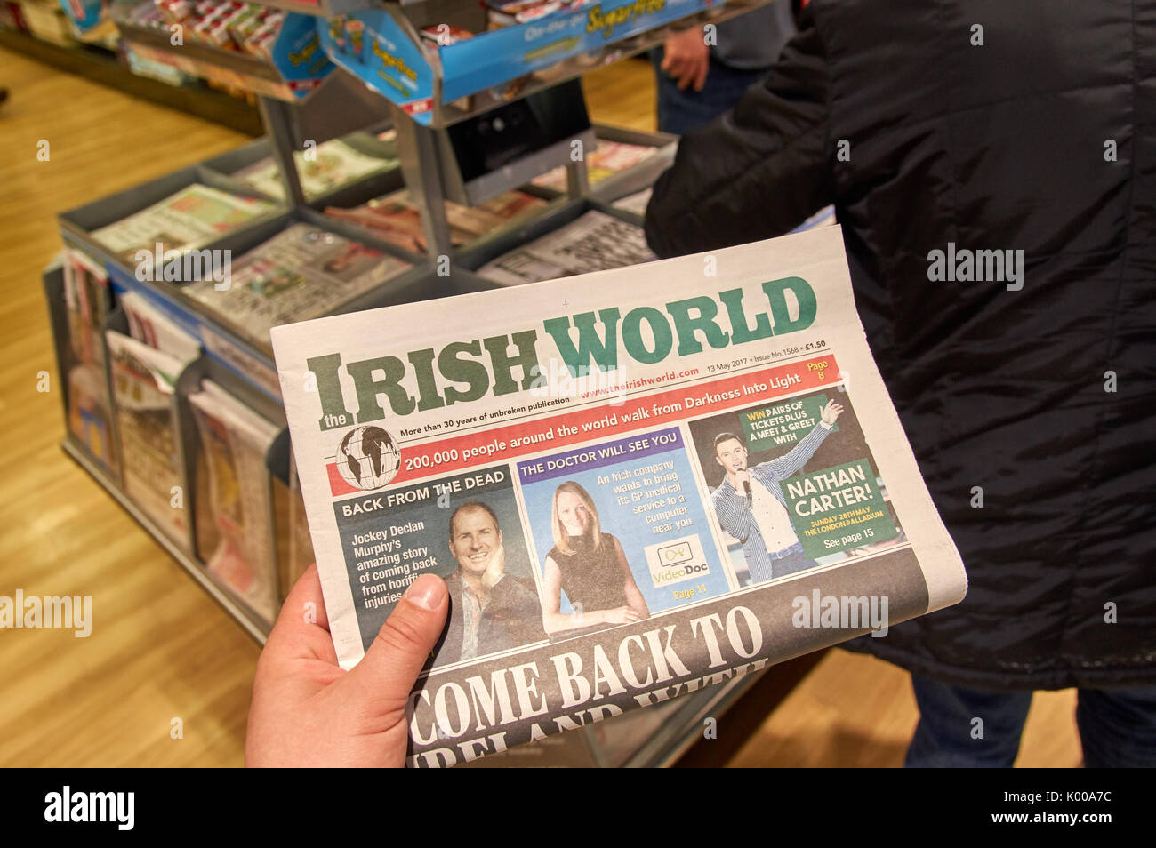 LONDON, ENGLAND - MAY 14, 2017 : The Irish World newspaper an a ...