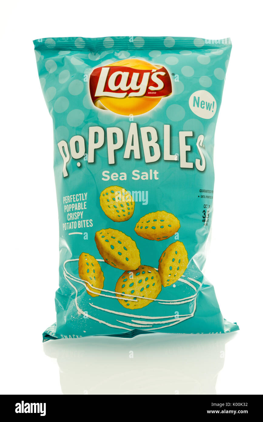 Winneconne, WI - 19 August 2017: A bag of Lays poppables in sea salt ...