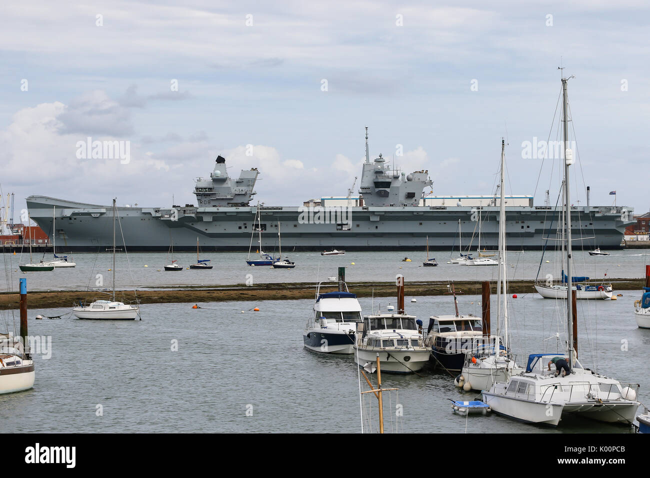 HMS Queen Elizabeth (R08) sits in HM Naval Base Portsmouth following ...