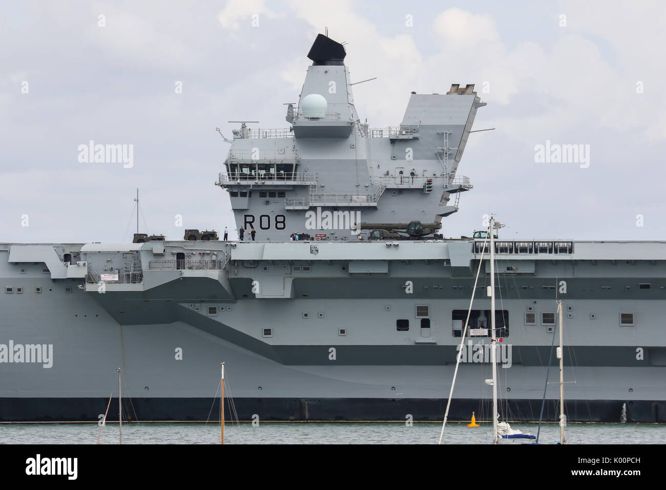 HMS Queen Elizabeth (R08) sits in HM Naval Base Portsmouth following ...