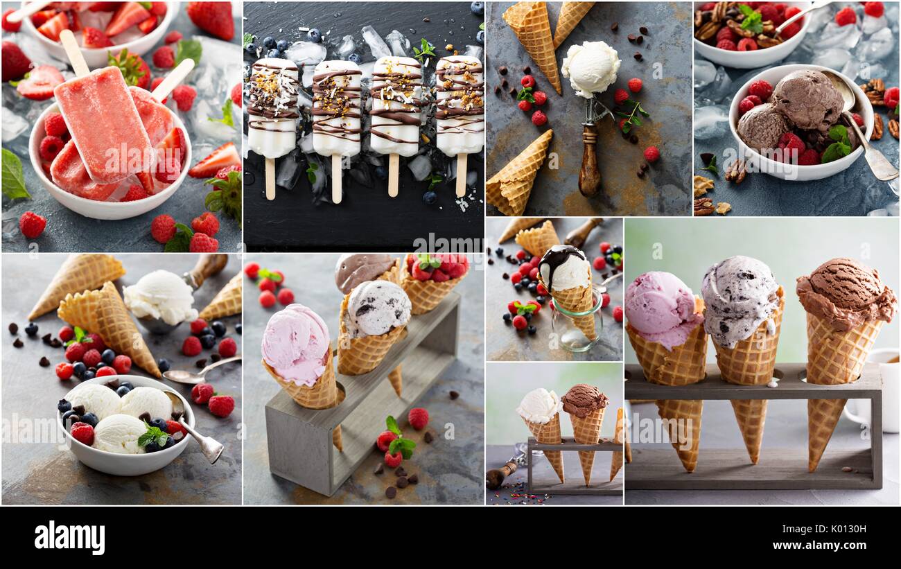 Variety of ice cream collage Stock Photo - Alamy