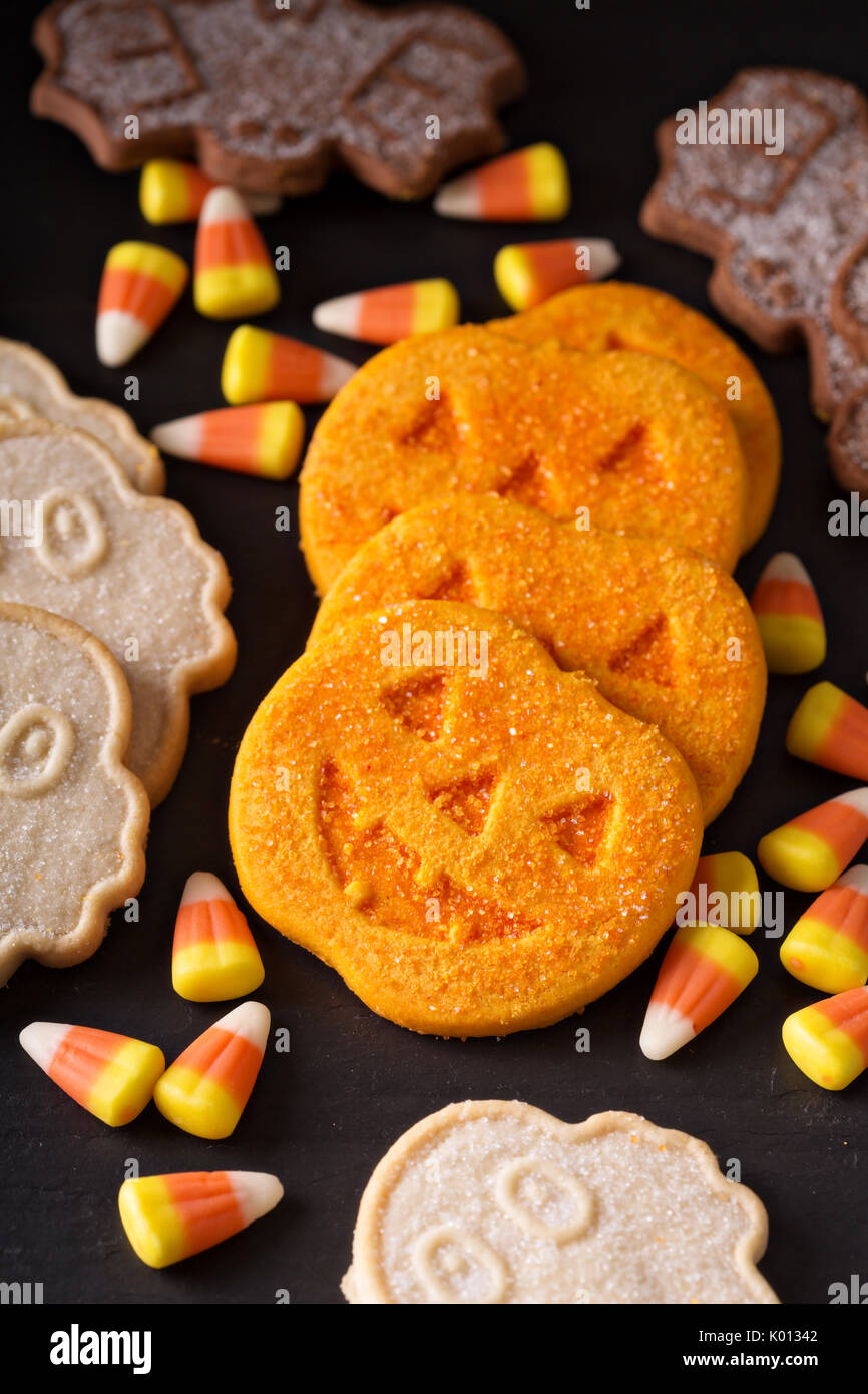 Halloween pumpkin cookies Stock Photo - Alamy
