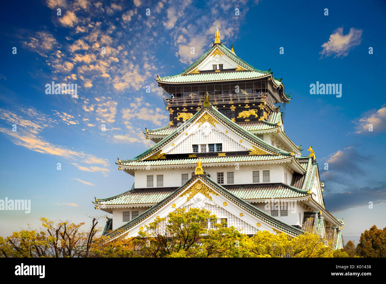 The beautiful Osaka Castle in Osaka with nice background, Japan Stock ...