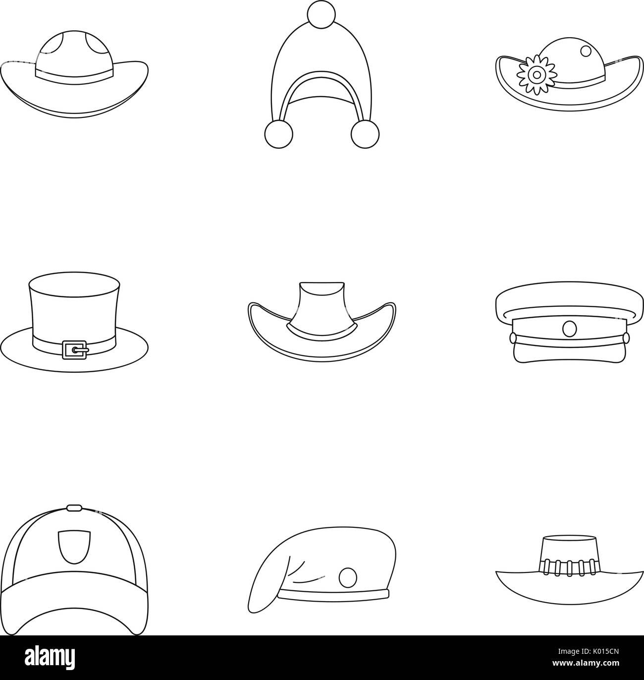 Hat icon set, outline style Stock Vector Image & Art - Alamy