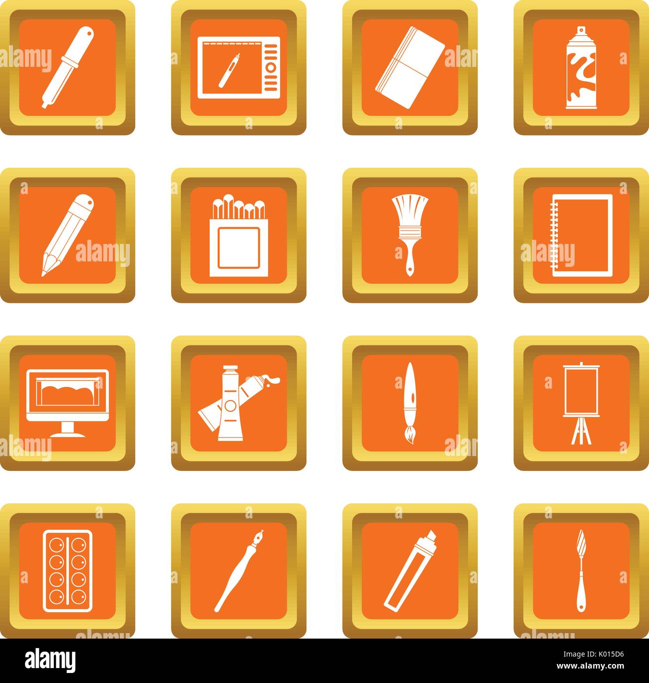 Design and drawing tools icons set orange Stock Vector Image & Art - Alamy