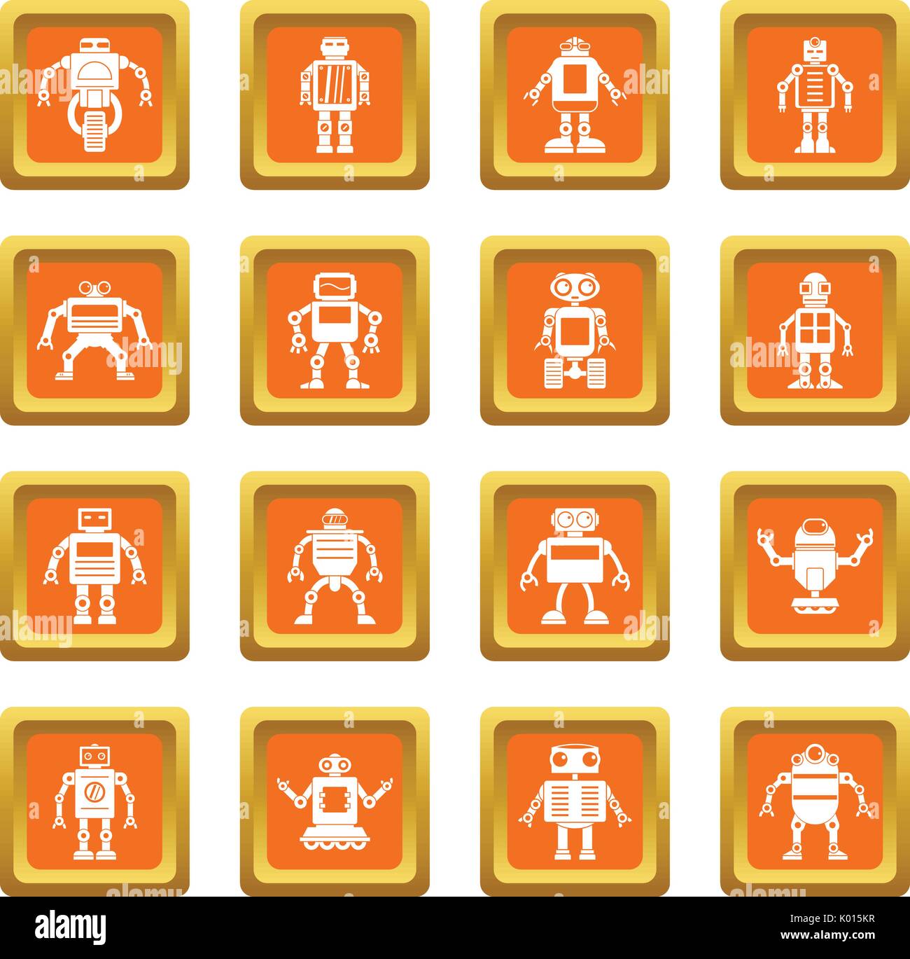 Robot icons set orange Stock Vector Image & Art - Alamy