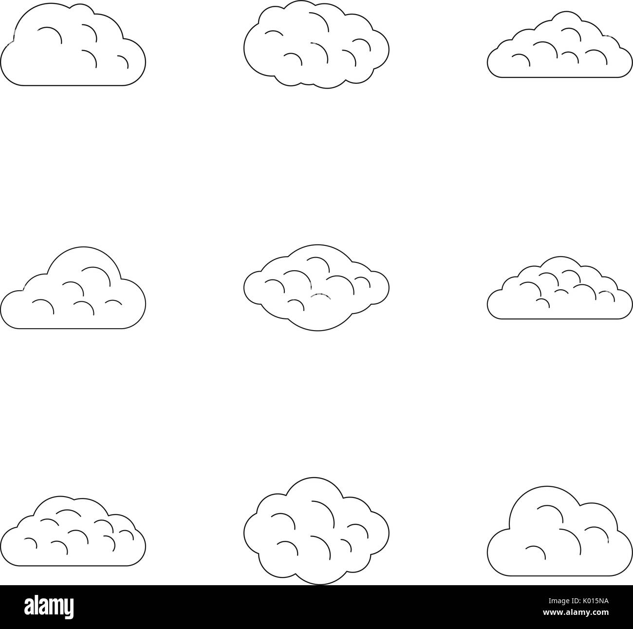 Cloud icon set, outline style Stock Vector Image & Art - Alamy