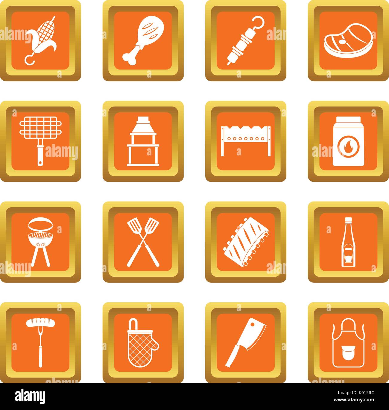 BBQ food icons set orange Stock Vector Image & Art - Alamy