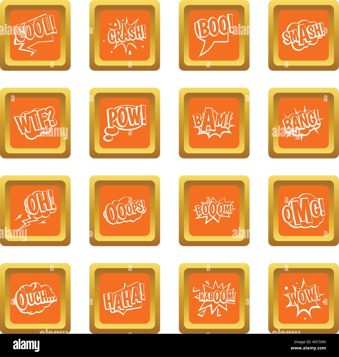 Comic colored sound icons set orange Stock Vector Image & Art - Alamy