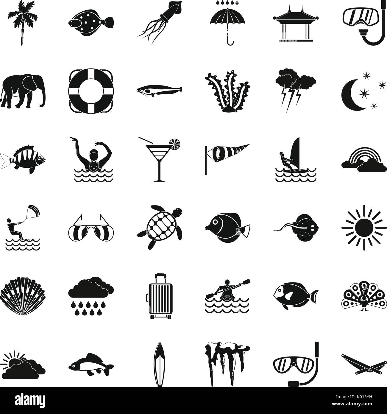 Diving in ocean icons set, simple style Stock Vector Image & Art - Alamy
