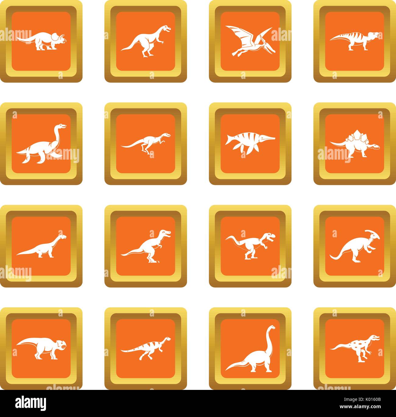 Dinosaur icons set orange Stock Vector Image & Art - Alamy