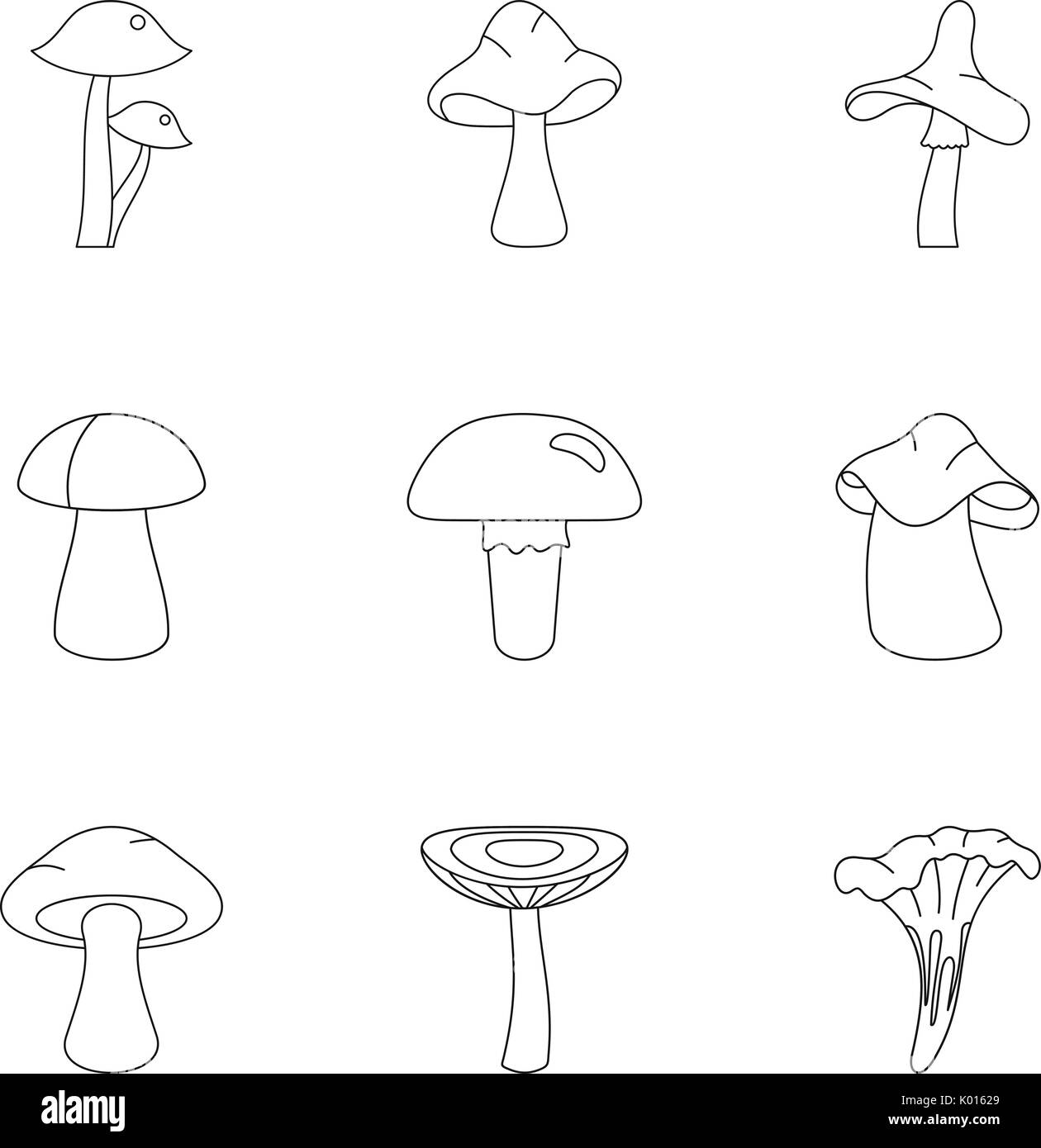 Mushroom icon set, outline style Stock Vector Image & Art - Alamy