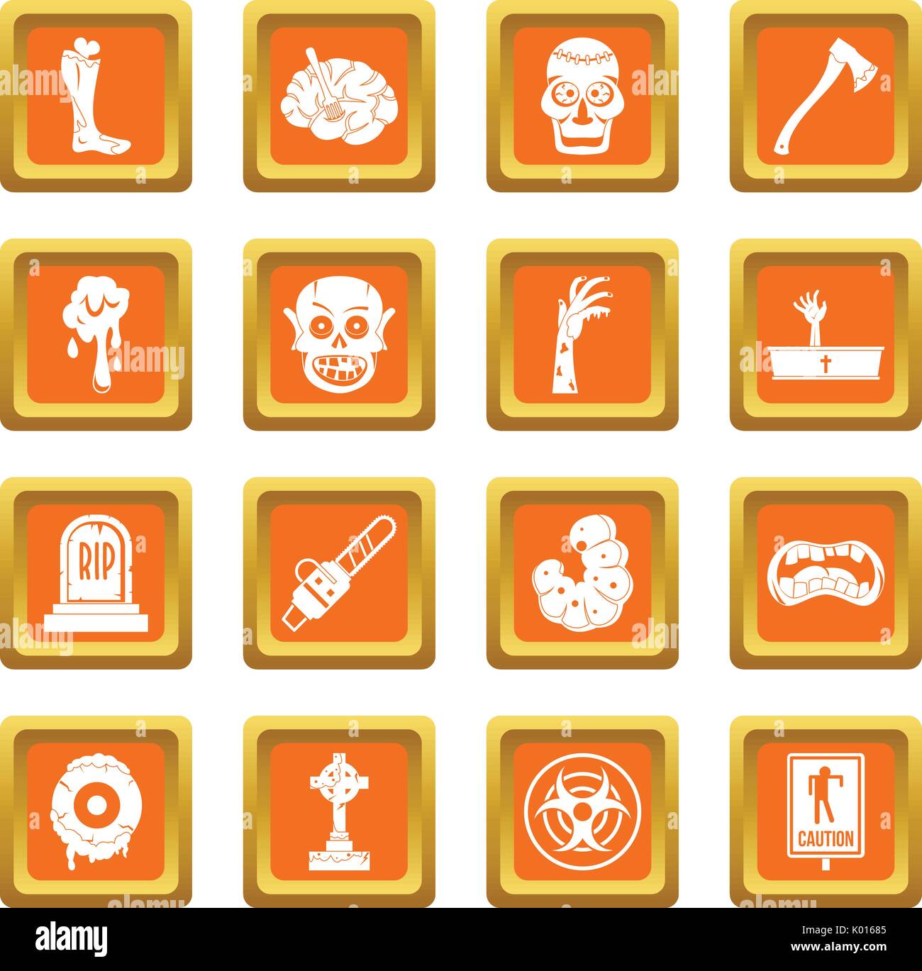 Zombie icons set orange Stock Vector Image & Art - Alamy