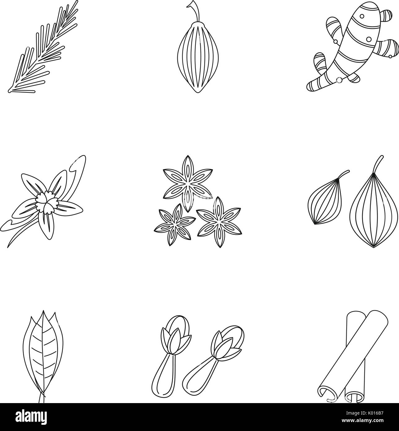 Spices icon set, outline style Stock Vector Image & Art - Alamy