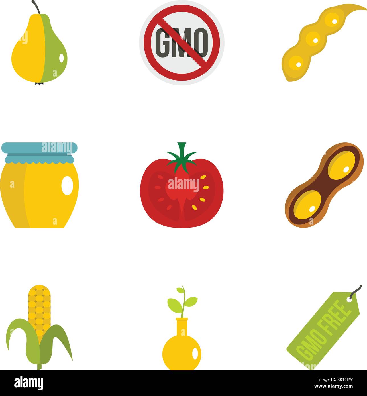 GMO free icon set, flat style Stock Vector Image & Art - Alamy