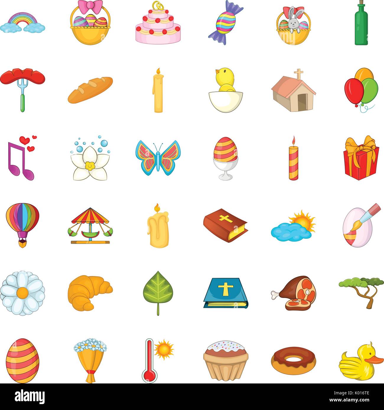 Easter celebration icons set, cartoon style Stock Vector Image & Art ...