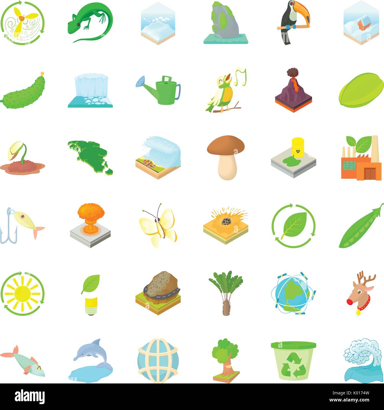Ecology in planet icons set, cartoon style Stock Vector Image & Art - Alamy