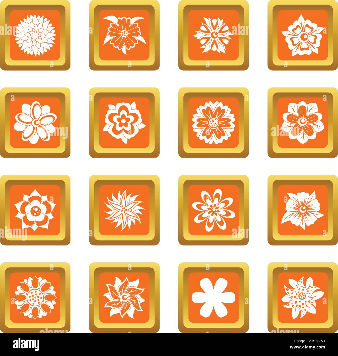 Different flowers icons set orange Stock Vector Image & Art - Alamy