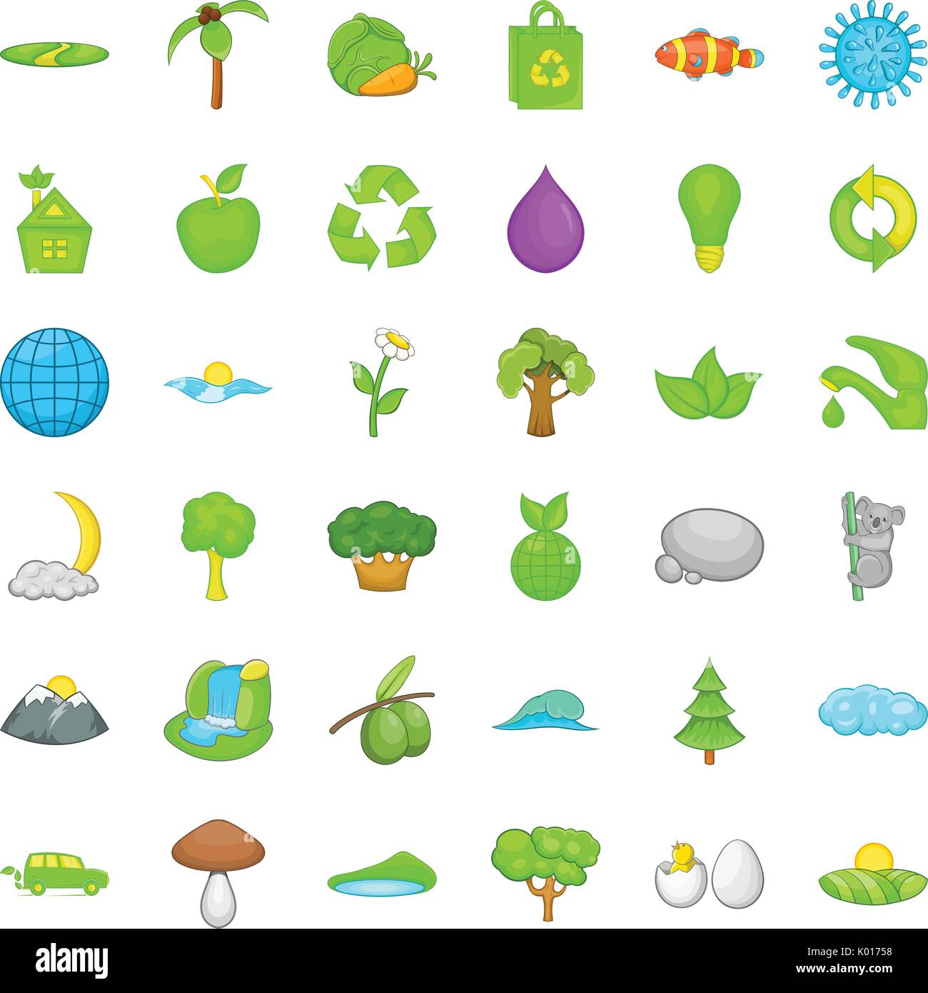 Green plant icons set, cartoon style Stock Vector Image & Art - Alamy