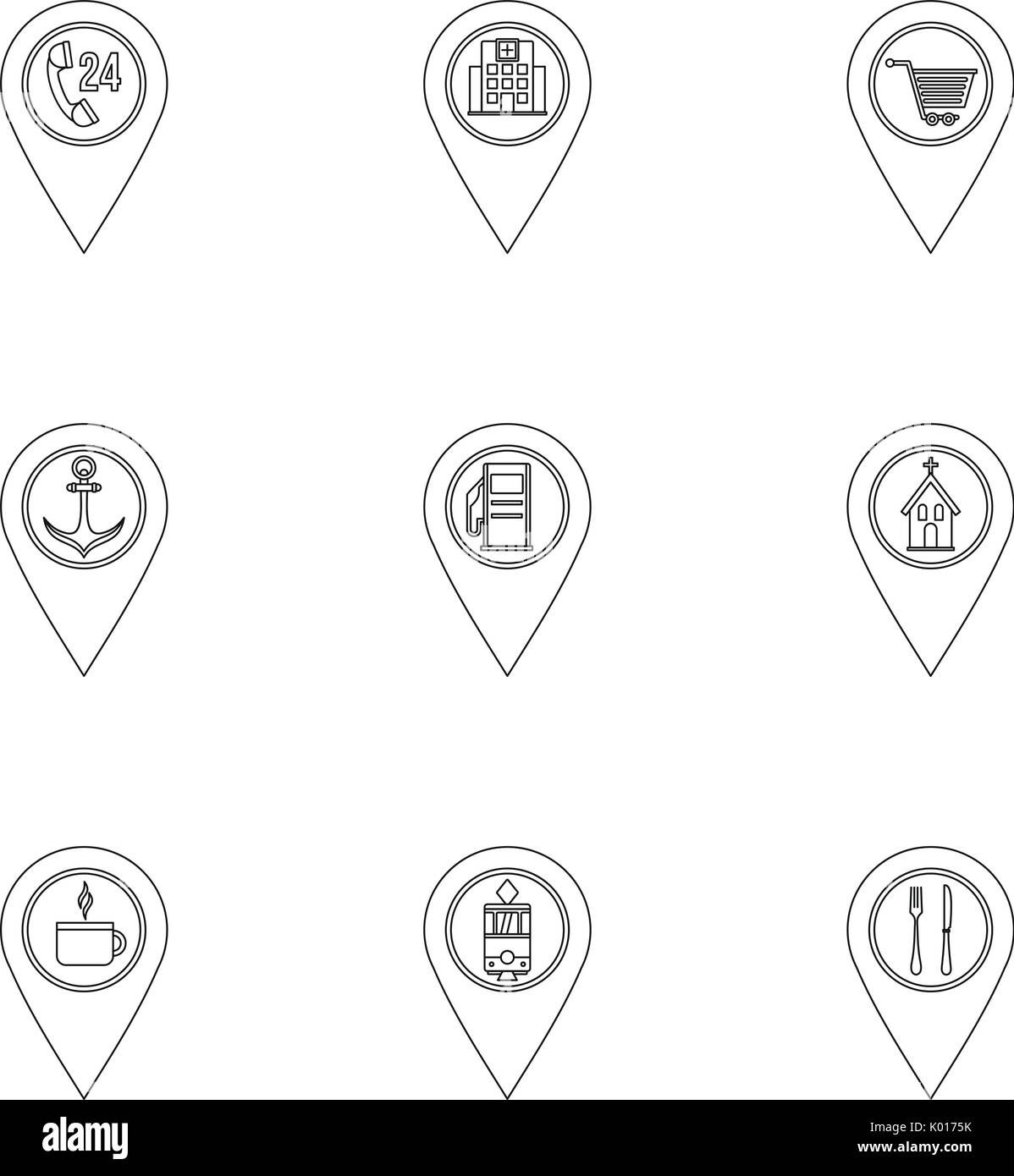 Map pins icon set, outline style Stock Vector Image & Art - Alamy Map pins icon set, outline style Stock Vector Image & Art - Alamy
