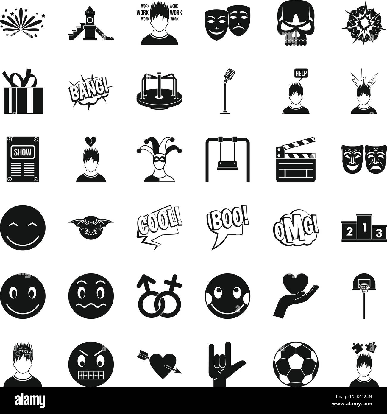 Stressed emotion icons set, simple style Stock Vector Image & Art - Alamy