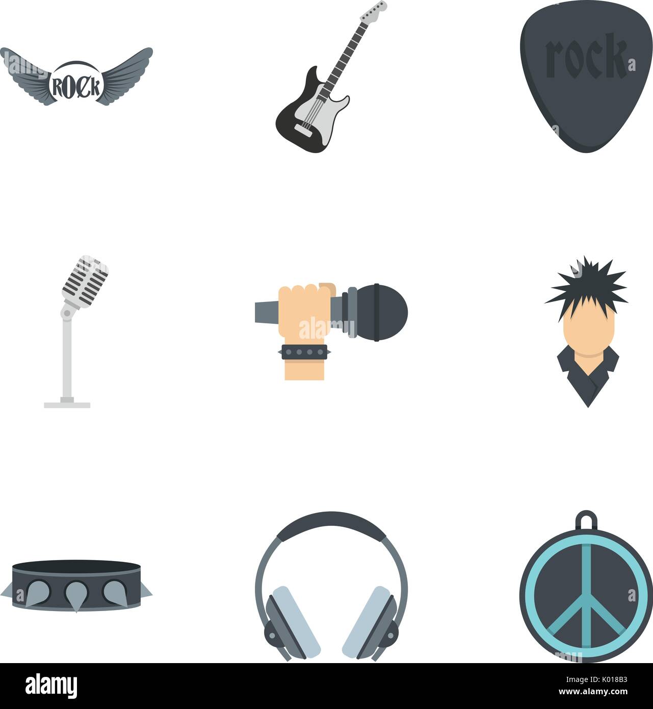 Rock music icon set, flat style Stock Vector Image & Art - Alamy