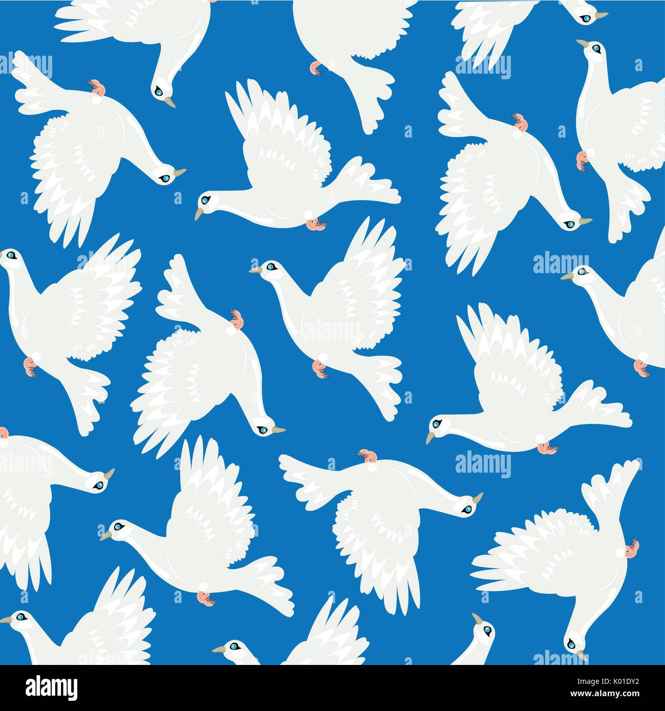 Birds dove on turn blue background is insulated Stock Vector Image ...