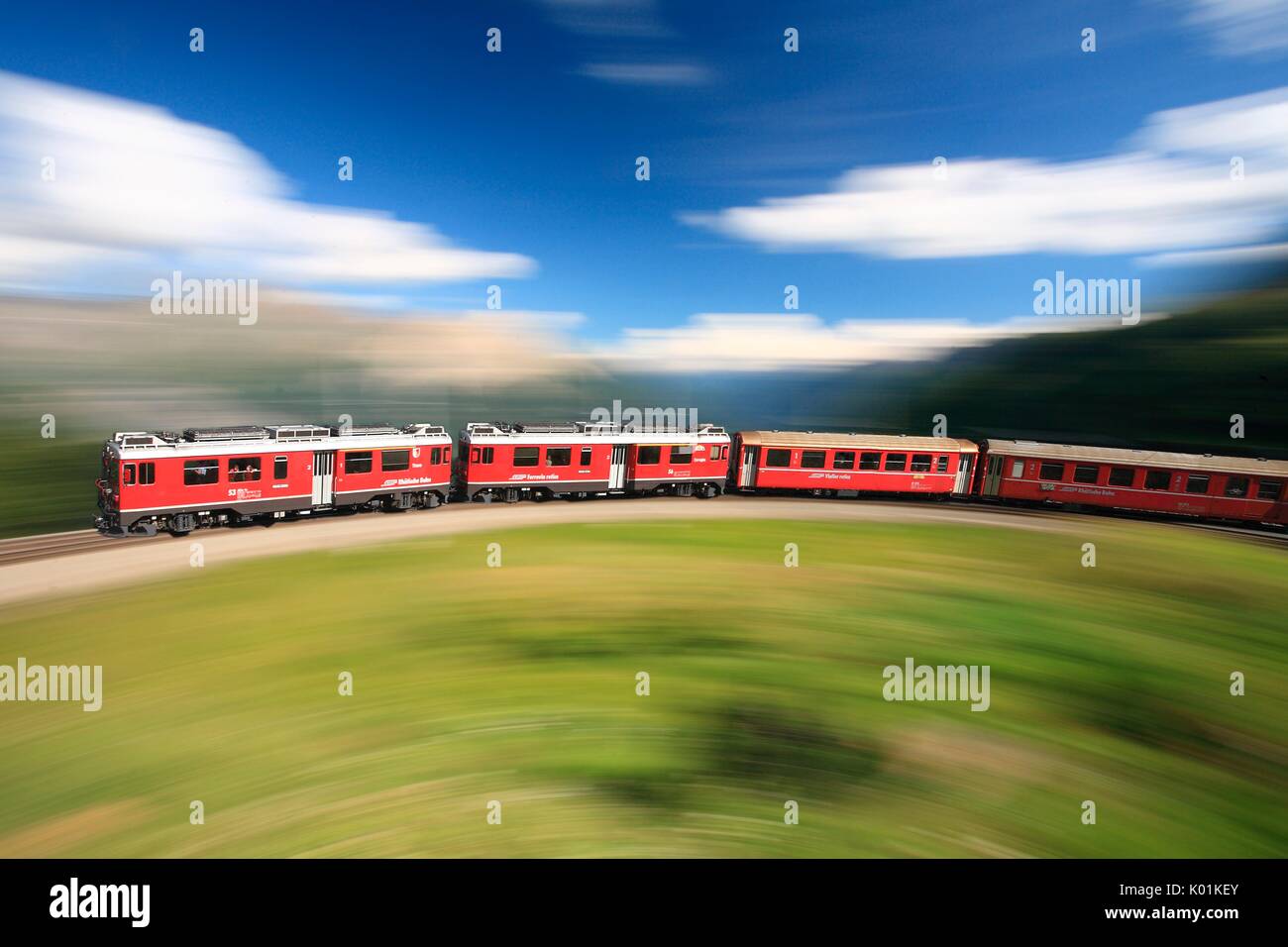 The bernina express at poschiavo valley hi-res stock photography and ...