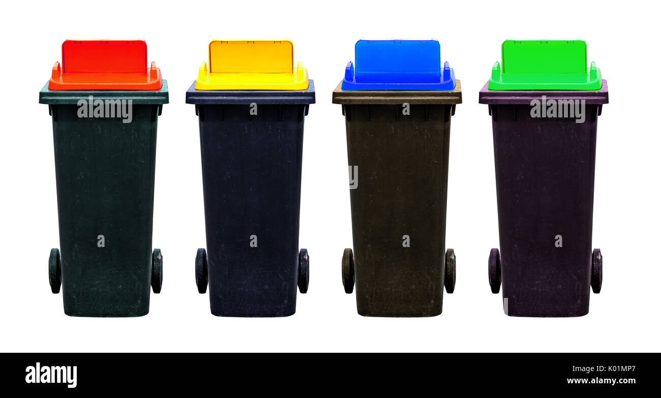 Four color of recycle bins, isolated on white background Stock Photo ...