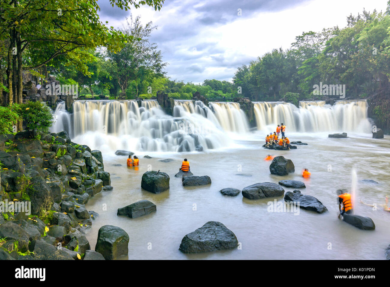 Beautiful waterfalls in Ecotourism with water flowing smooth as silk ...