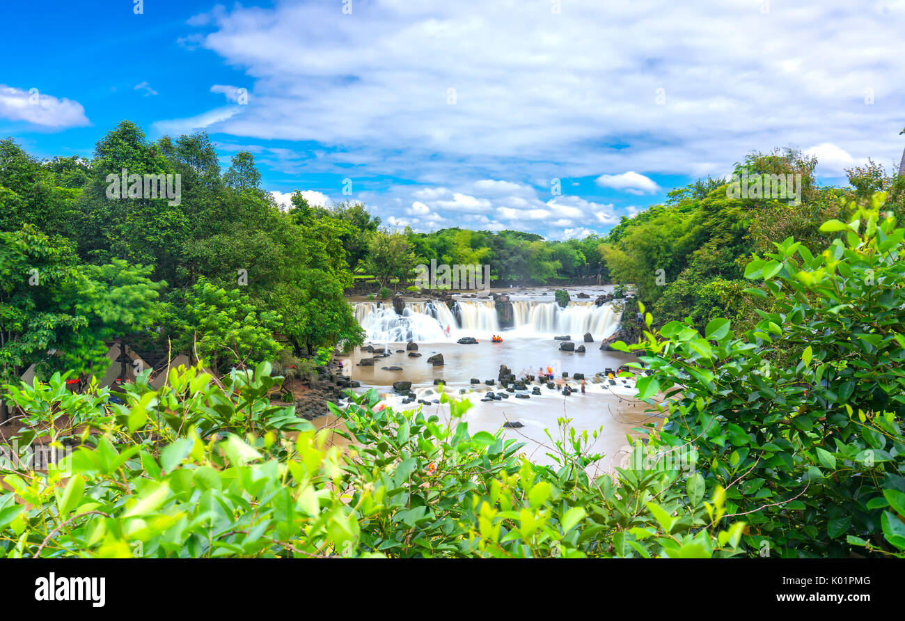 Beautiful waterfalls in Ecotourism with water flowing smooth as silk ...