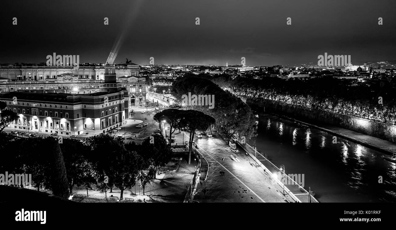 Rome night aerial view Black and White Stock Photos & Images - Alamy