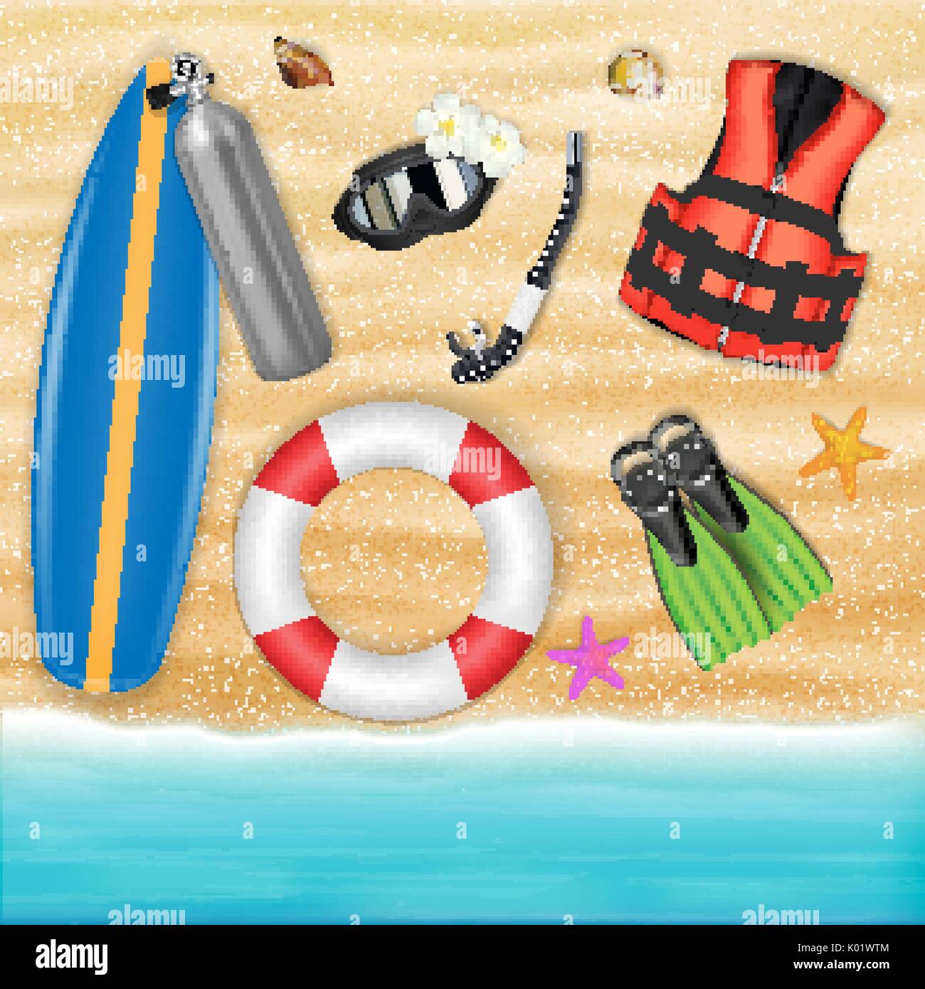 scuba diving object on a sea sand beach Stock Vector Image & Art - Alamy
