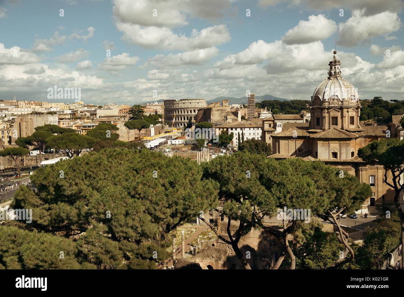 Rome rooftop view with ancient architecture in Italy Stock Photo - Alamy