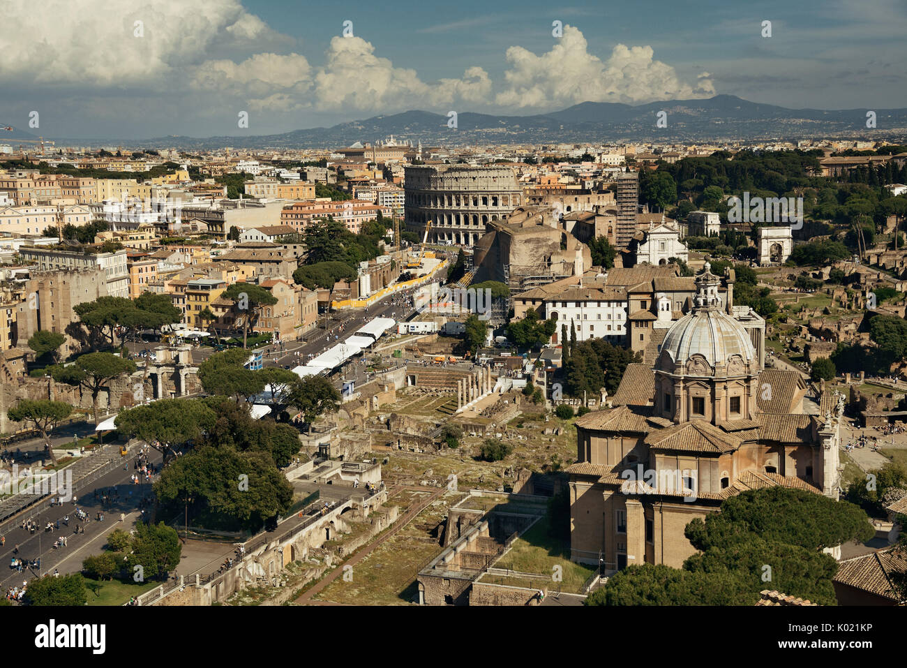 Rome rooftop view with ancient architecture in Italy Stock Photo - Alamy