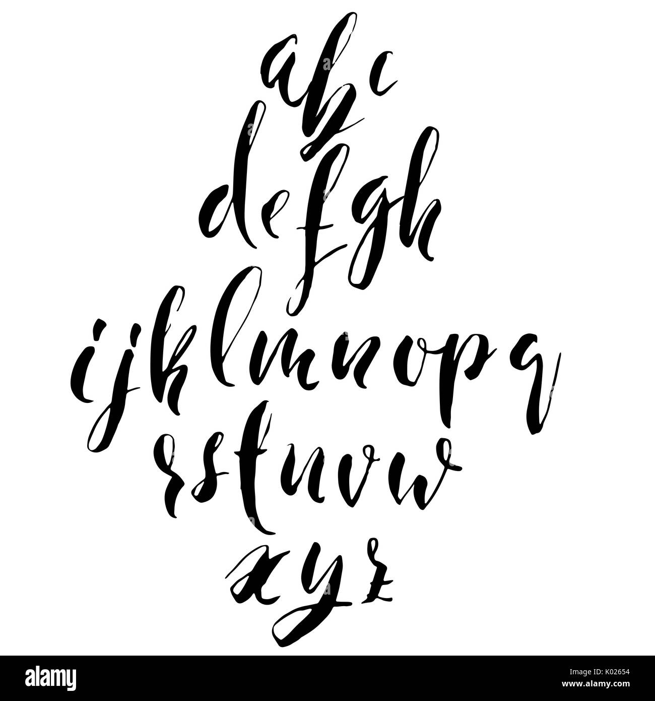 Hand drawn elegant calligraphy font. Modern brush lettering. Grunge ...