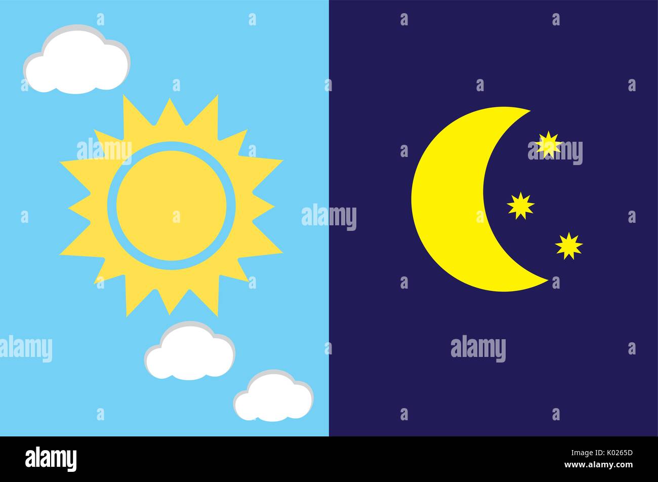 vector illustration of day night, sun and moon Stock Vector Image & Art ...