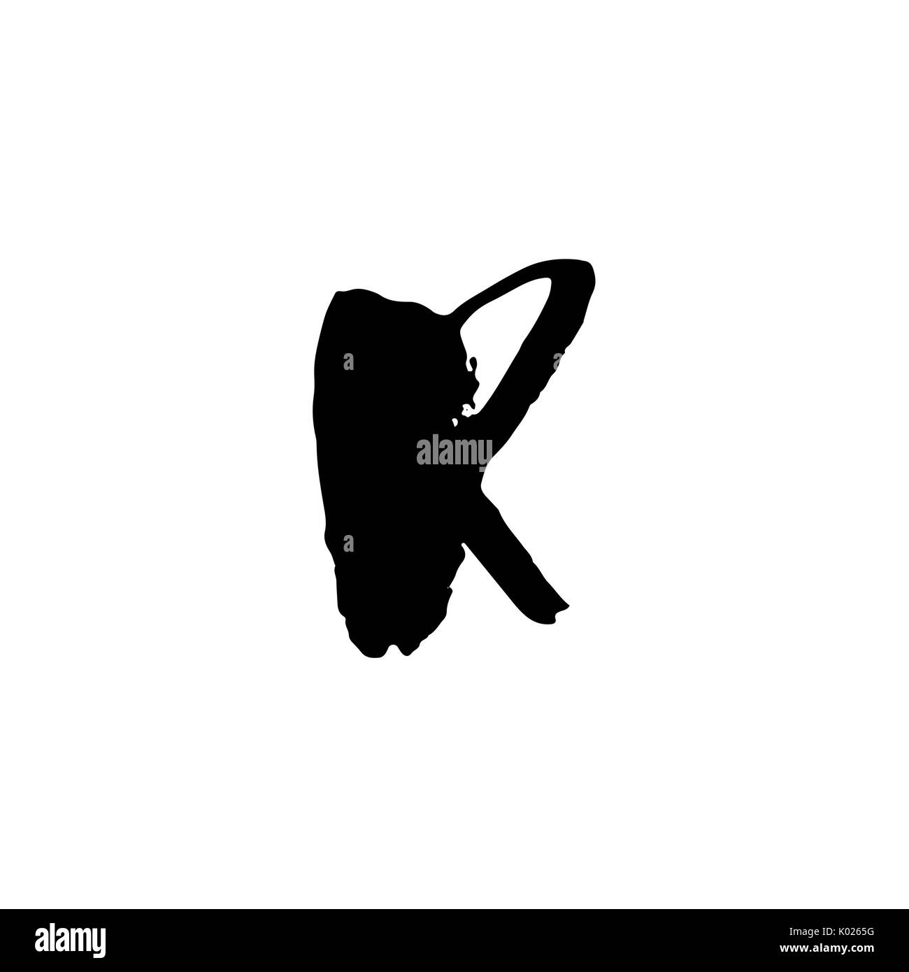 Letter R. Handwritten by dry brush. Rough strokes font. Vector ...