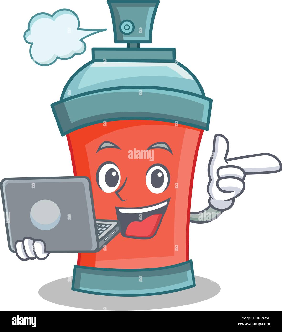 aerosol spray can character cartoon with laptop vector illustration Stock Vector Image & Art - Alamy