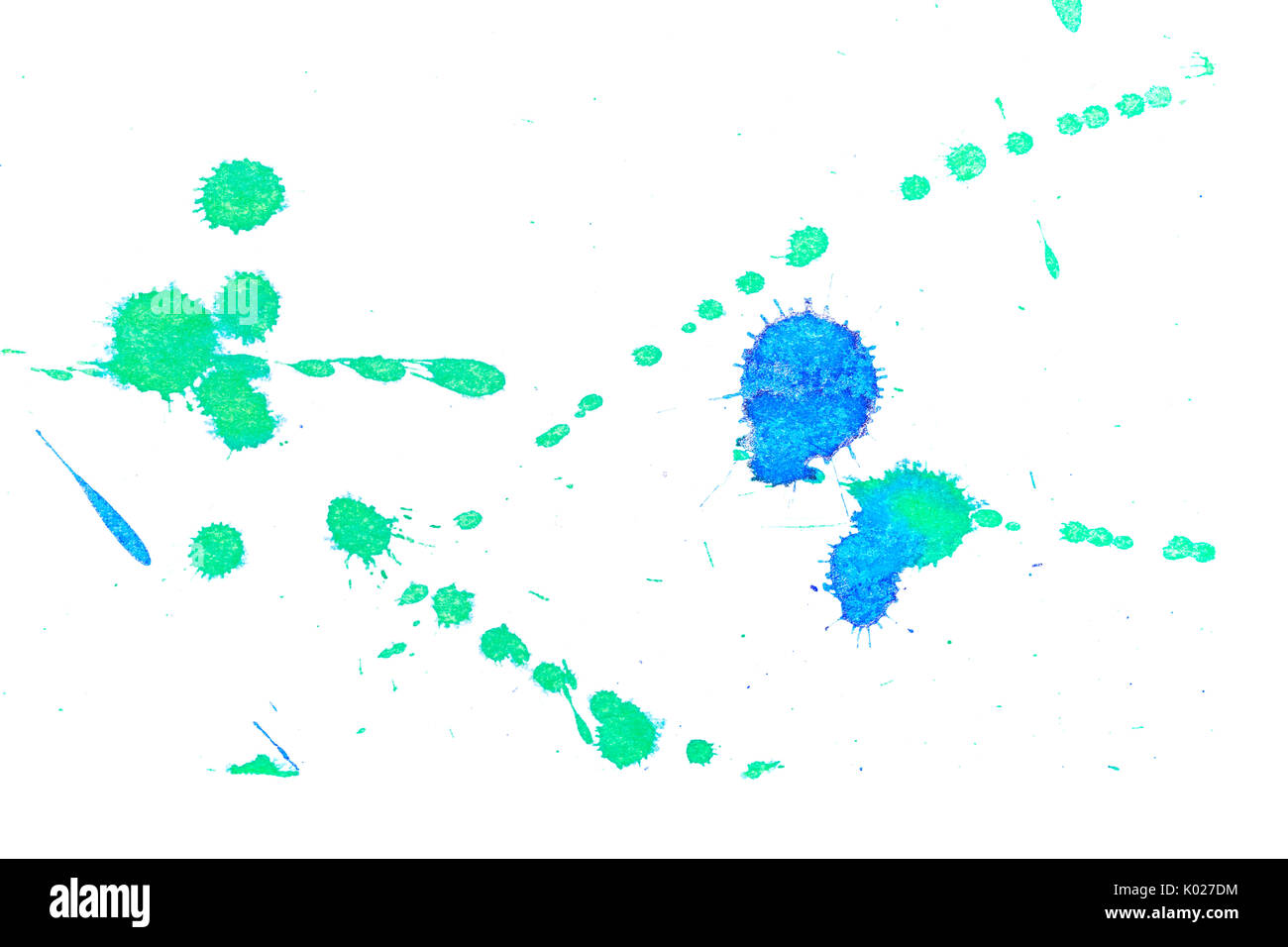 Abstract two-color blue green ink splash. Ink blots. Elements of design ...