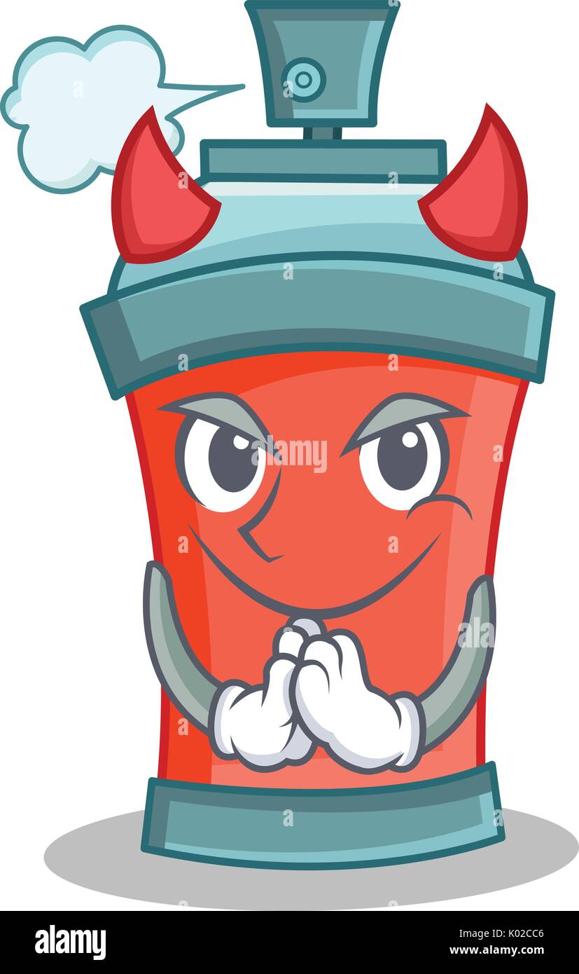 Devil aerosol spray can character cartoon vector illustration Stock ...