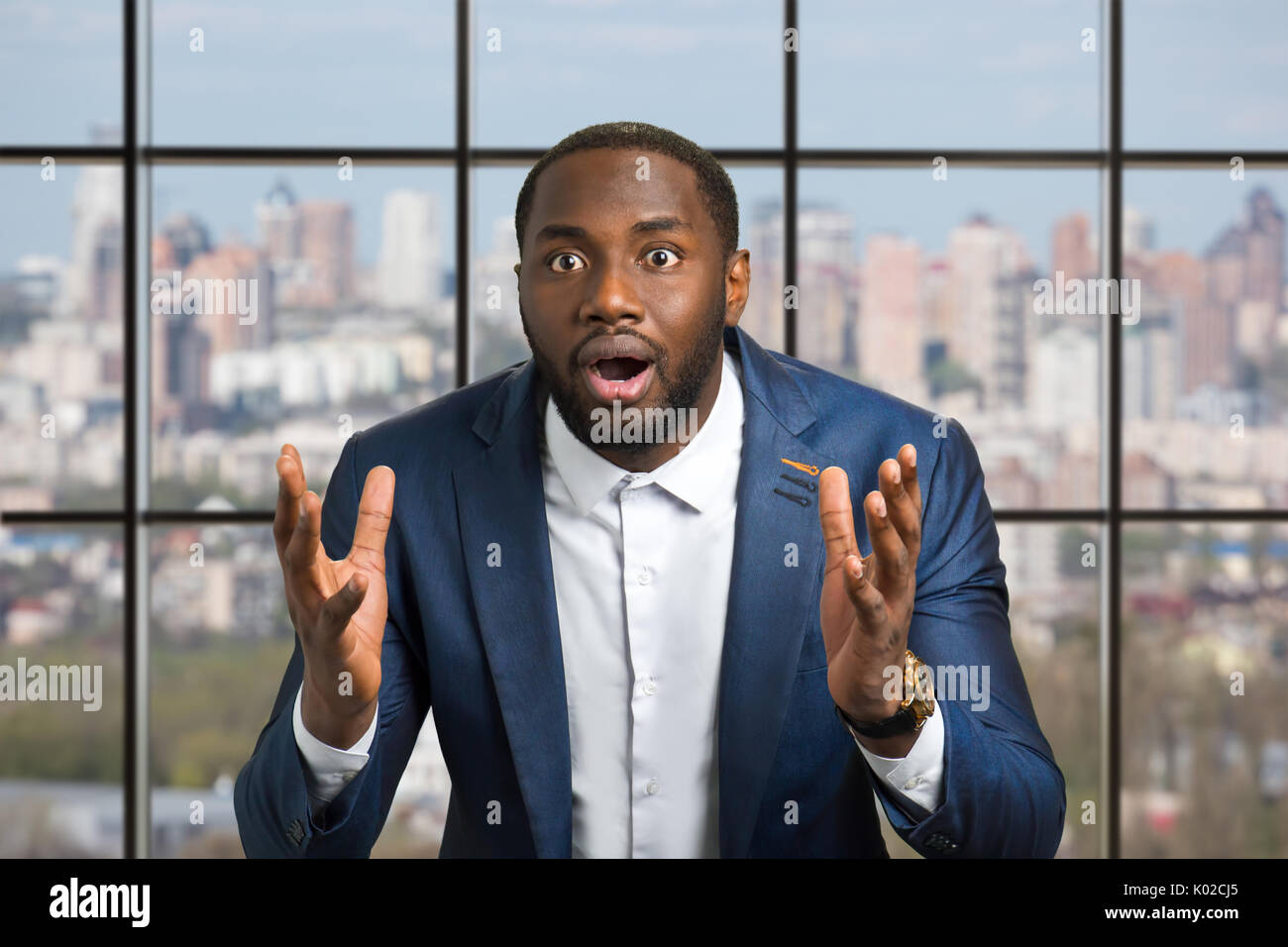 Black man with great excitement. Human face expressions and emotions ...