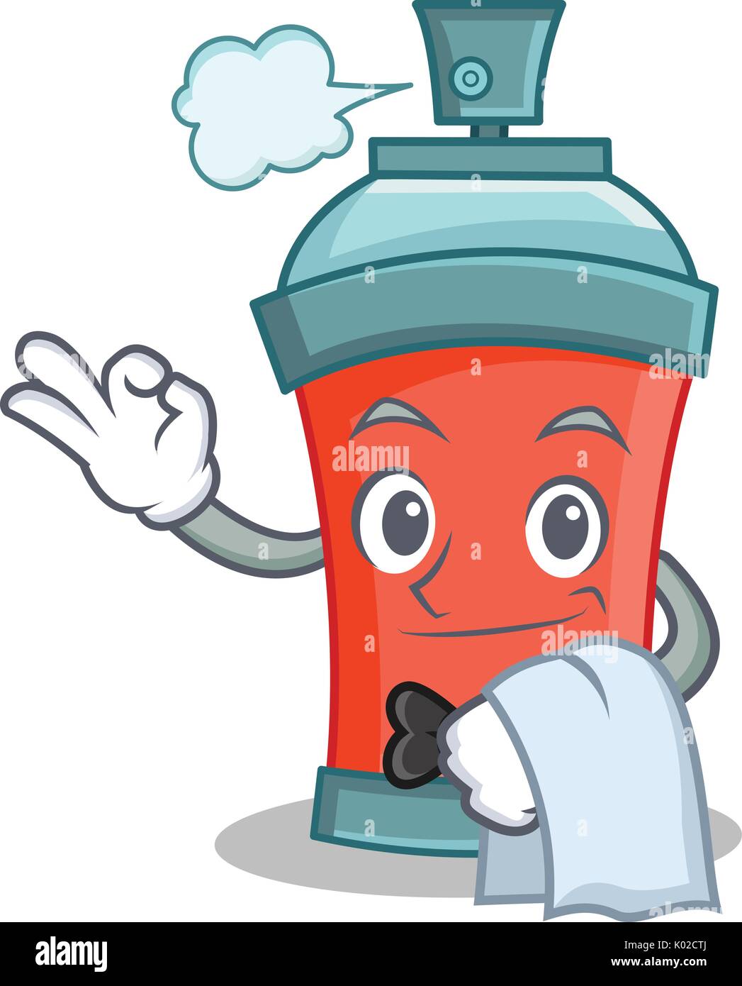 Waiter aerosol spray can character cartoon vector illustration Stock ...